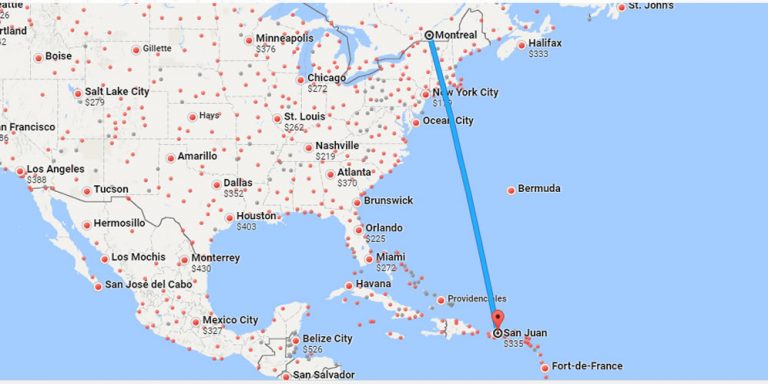 Go from Canada to Puerto Rico Non-stop